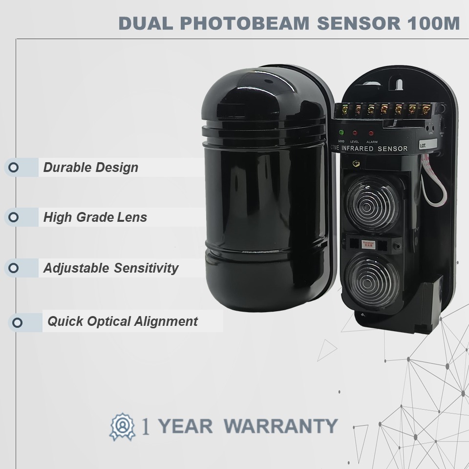 Jual Dual Photo Beam Alarm Sensor 100 m Outdoor Infra Red Photobeam ...