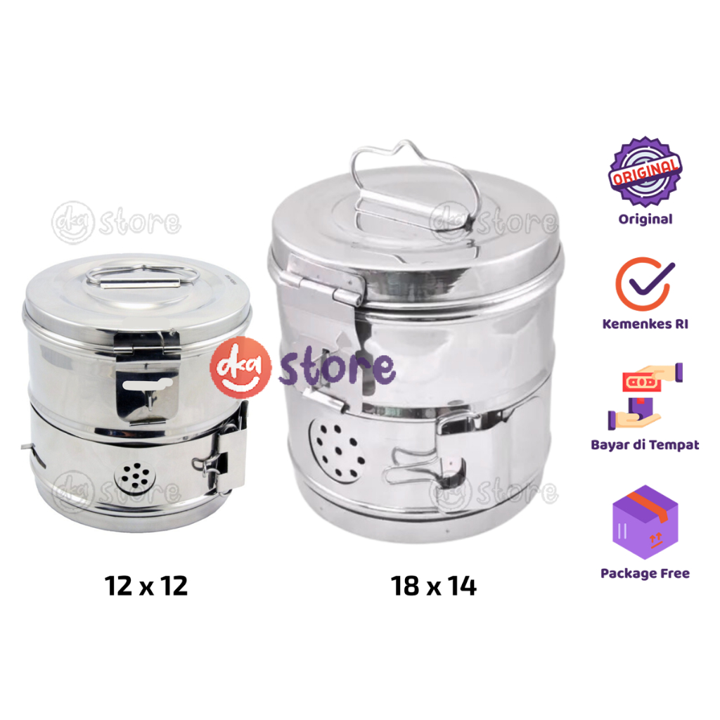 Jual Dressing Drum 5 & 7 inch / Tromol Kasa Verban Stainless / Wadah ...