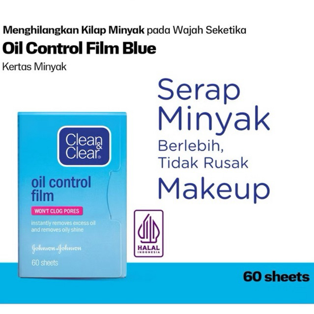 Jual CLEAN & CLEAR OIL CONTROL FILM 60 SHEETS (BIRU) | Shopee Indonesia