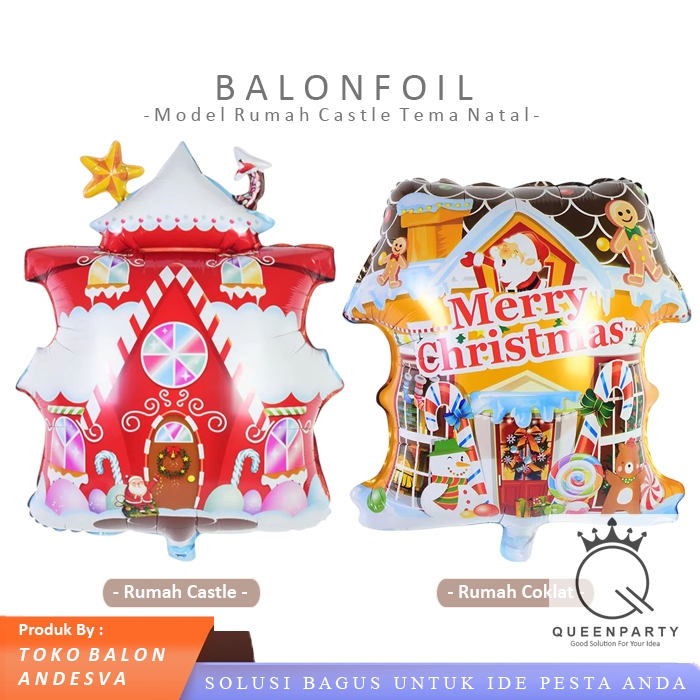 Jual Balon foil natal rumah castle jumbo / balon rumah candy / balon ...