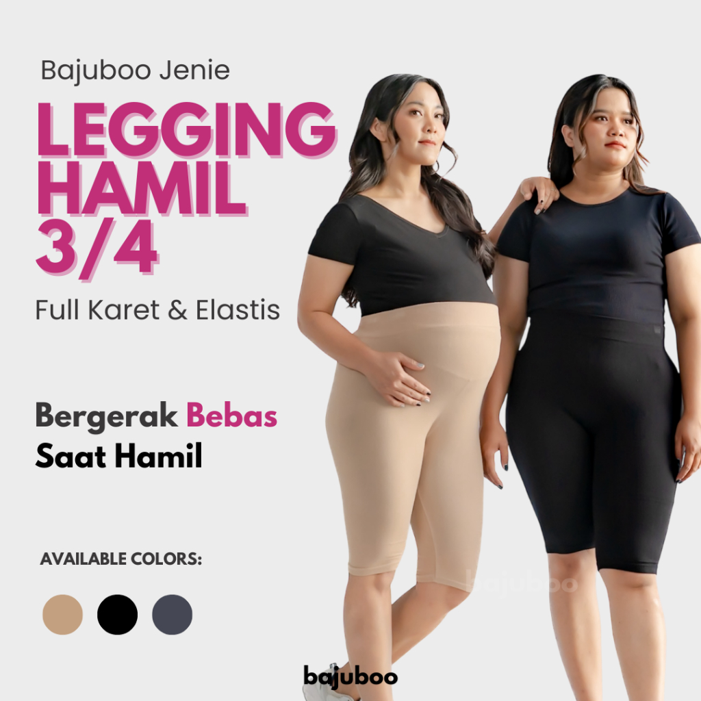 Jual Bajuboo Jenie - Legging Hamil JUMBO 3/4 Bumil Friendly Katun Rayon ...