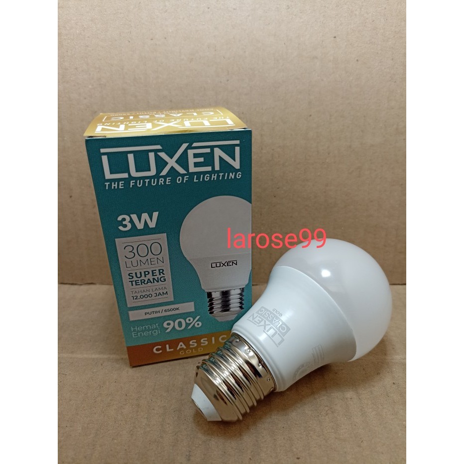 Jual Lampu Bohlam LED Bulb 3Watt Cahaya Putih / Cool Daylight / 6500K Luxen Classic Gold ...