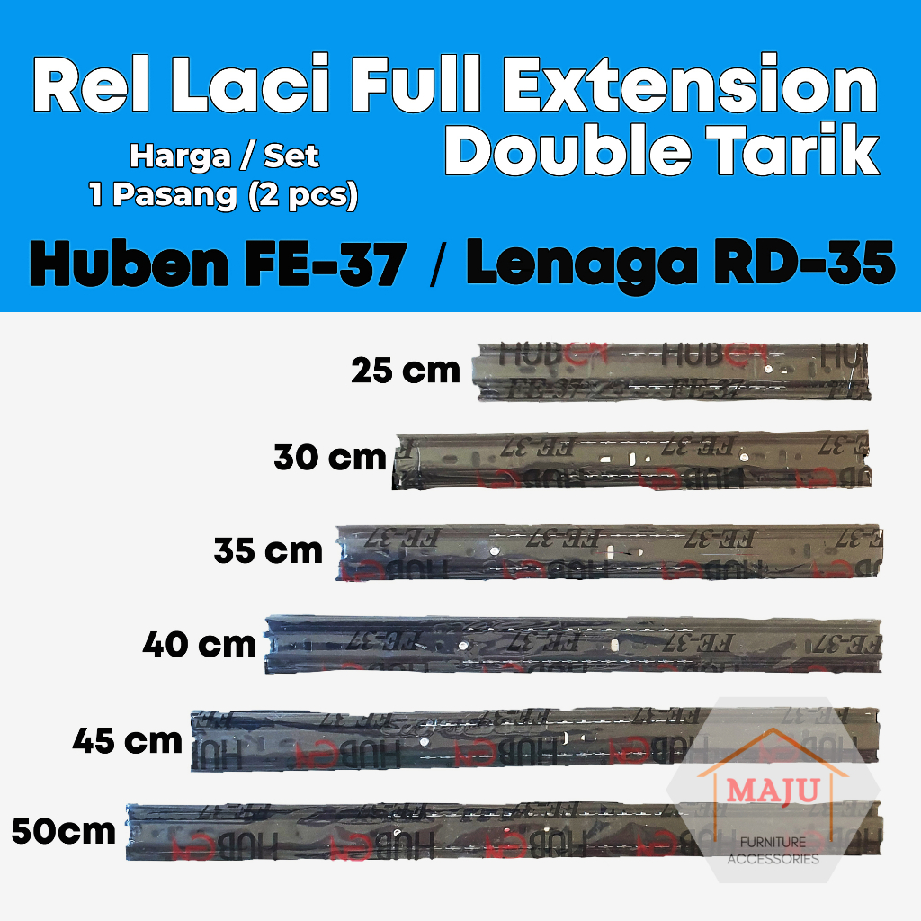 Jual Rel Laci Huben FE-37 / Lenaga RD-35 Full Extension 25 30 35 40 45 ...