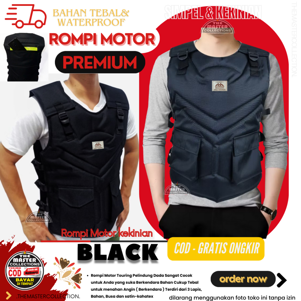 Jual Rompi motor pria touring anti angin tahan angin pelindung dada ...
