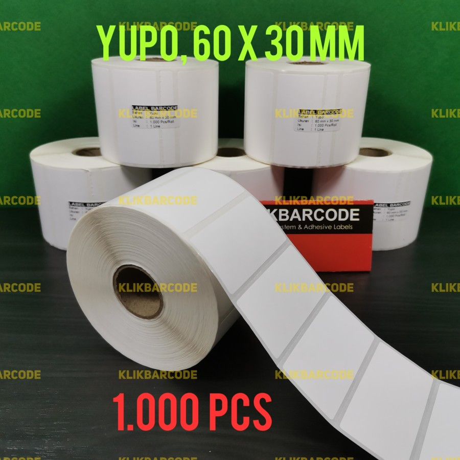 Jual Bahan Yupo 60x30 mm Label Stiker 60 x 30 Kertas Barcode 1 Line isi ...