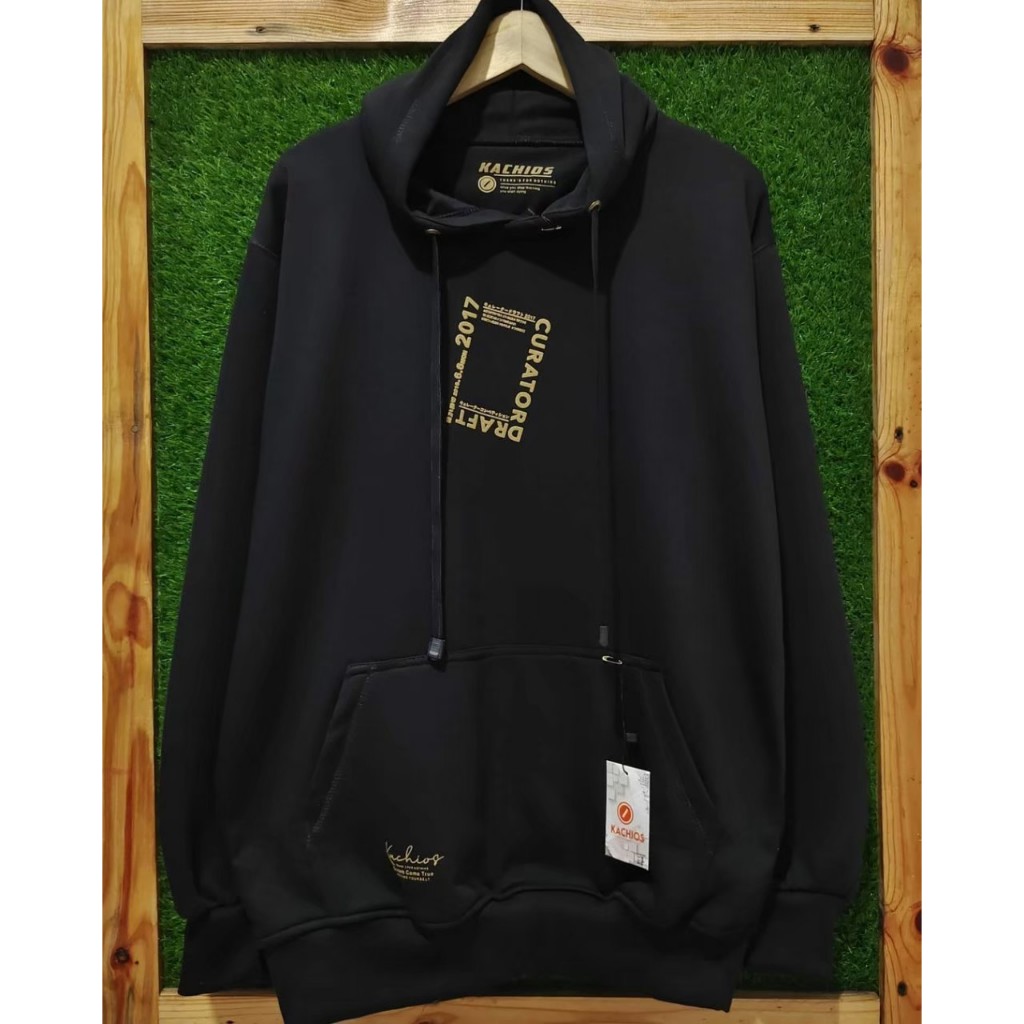 Jual hoodie pria original kachios warna hitam curator dreft sablon gold ...