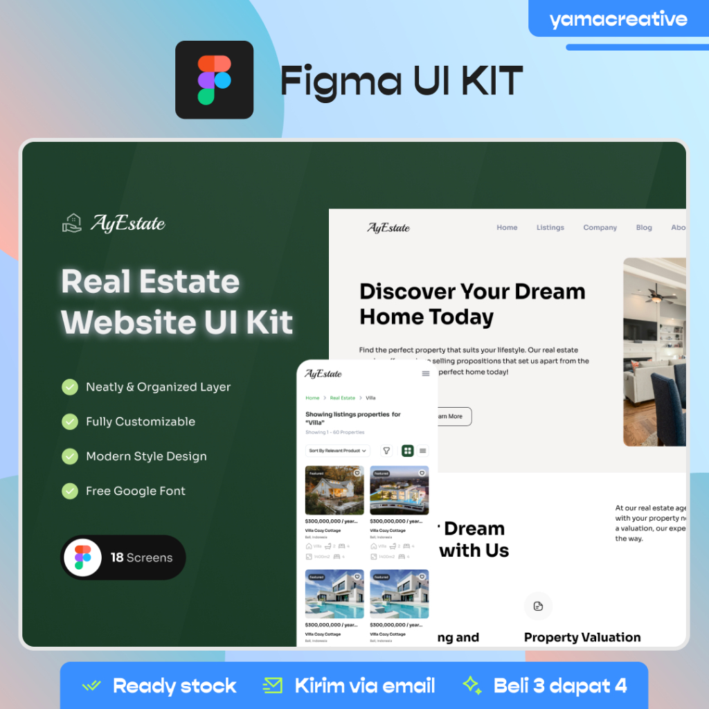 Jual Real Estate - Website Desktop and Mobile Premium Figma UI Kit ...