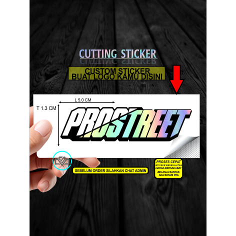 Jual cutting sticker PROSTREET tinggi 1,3 cm x panjang 5.0 cm (Bisa ...