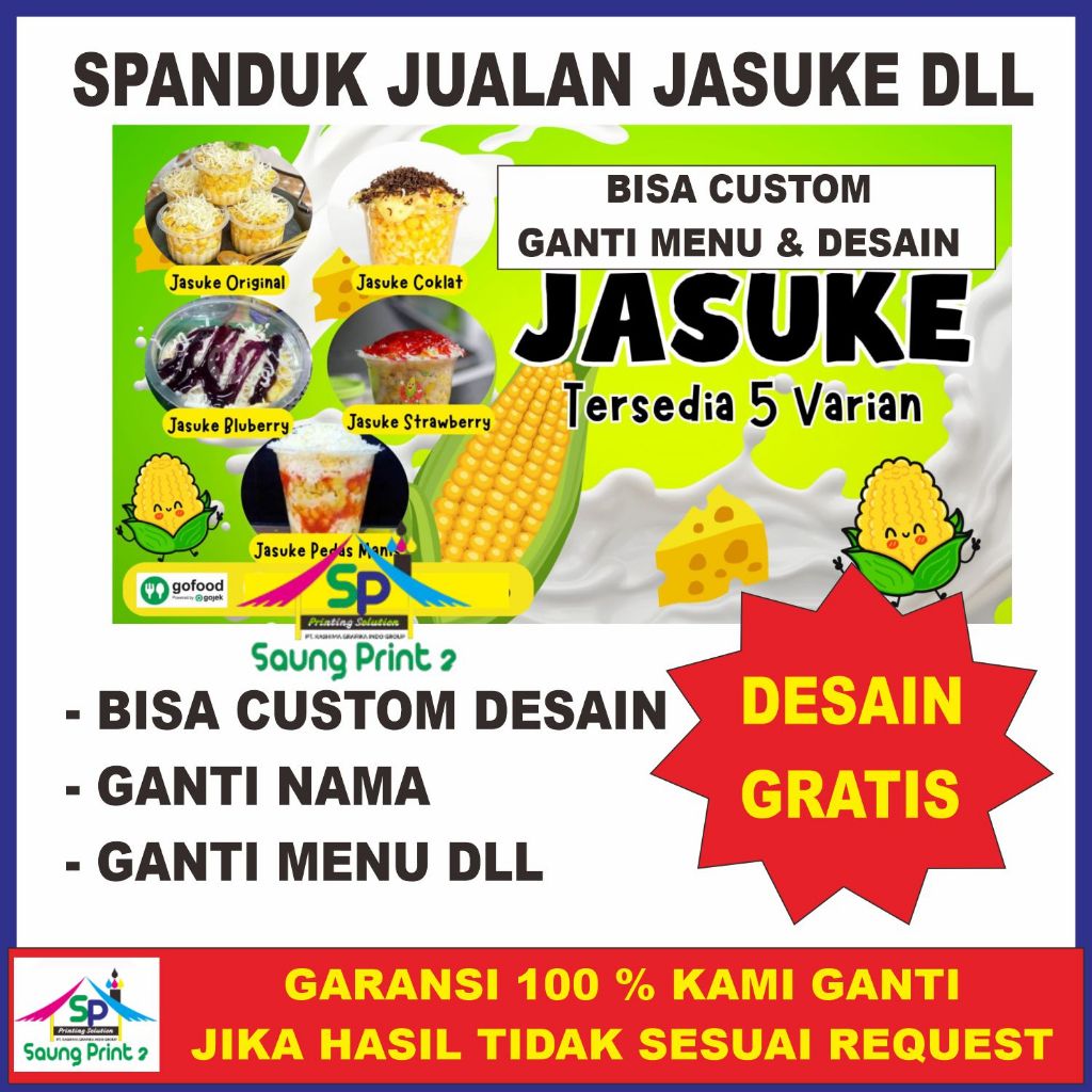 Jual SPANDUK JUALAN JASUKE BISA CUSTOM DAN GRATIS DESAIN | Shopee Indonesia