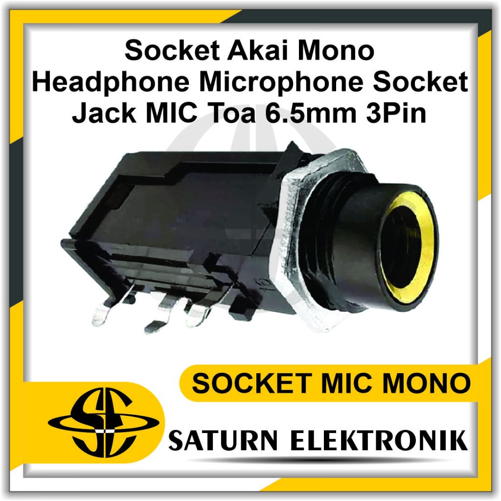 Jual Socket Akai Mono Headphone Microphone Socket Jack MIC Toa 6.5mm 3 ...