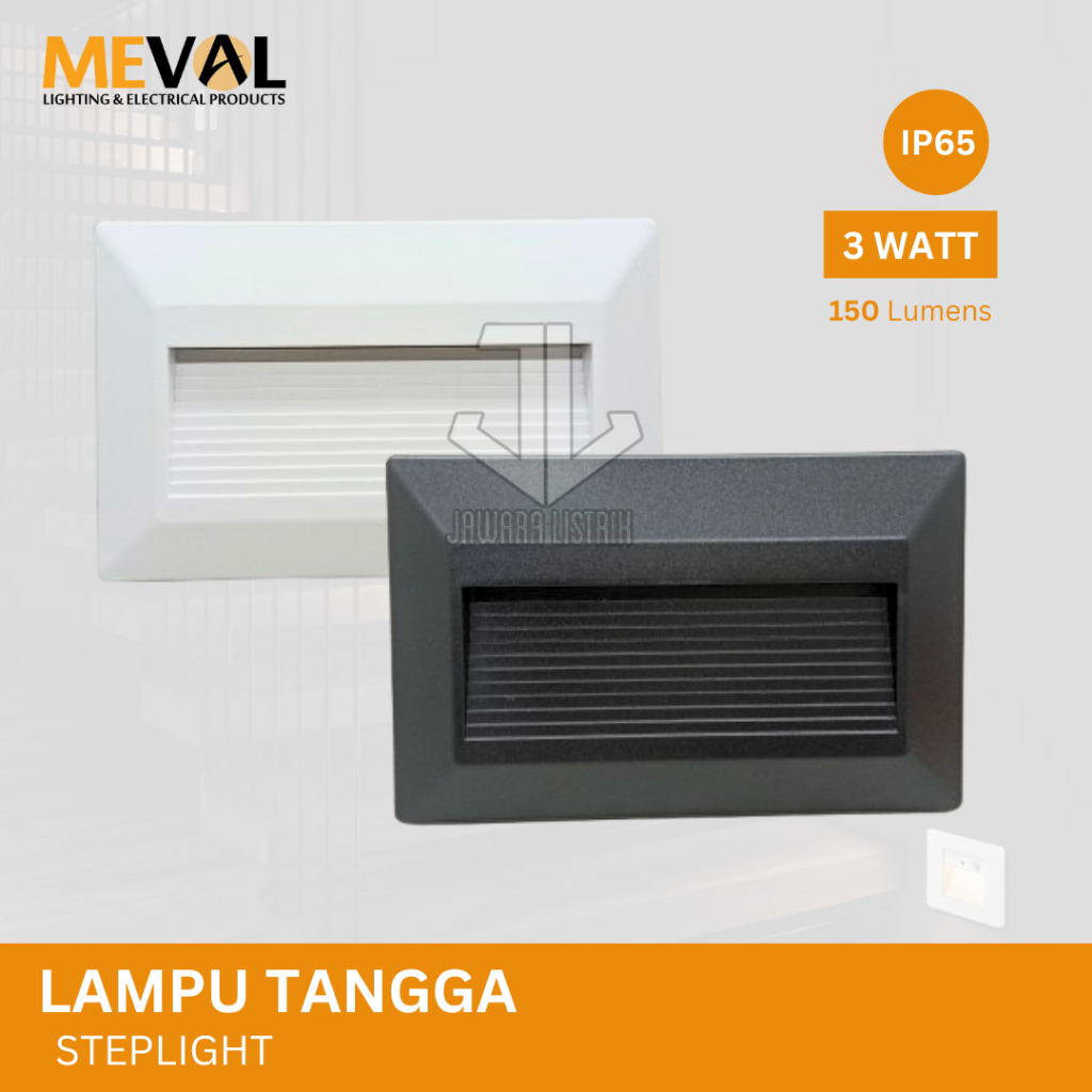 Jual MEVAL LAMPU TANGGA 3W 3 WATT STEPLIGHT CAHAYA KUNING WARM WHITE ...