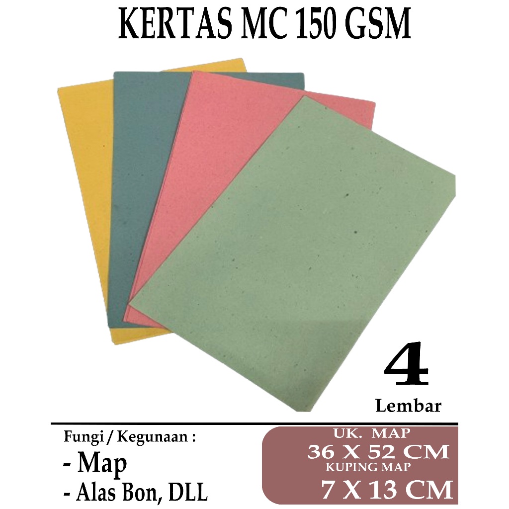 Jual KERTAS MC / KERTAS HVO 150 GSM UKURAN MAP ( 36 X 52 CM ) KUPING ...