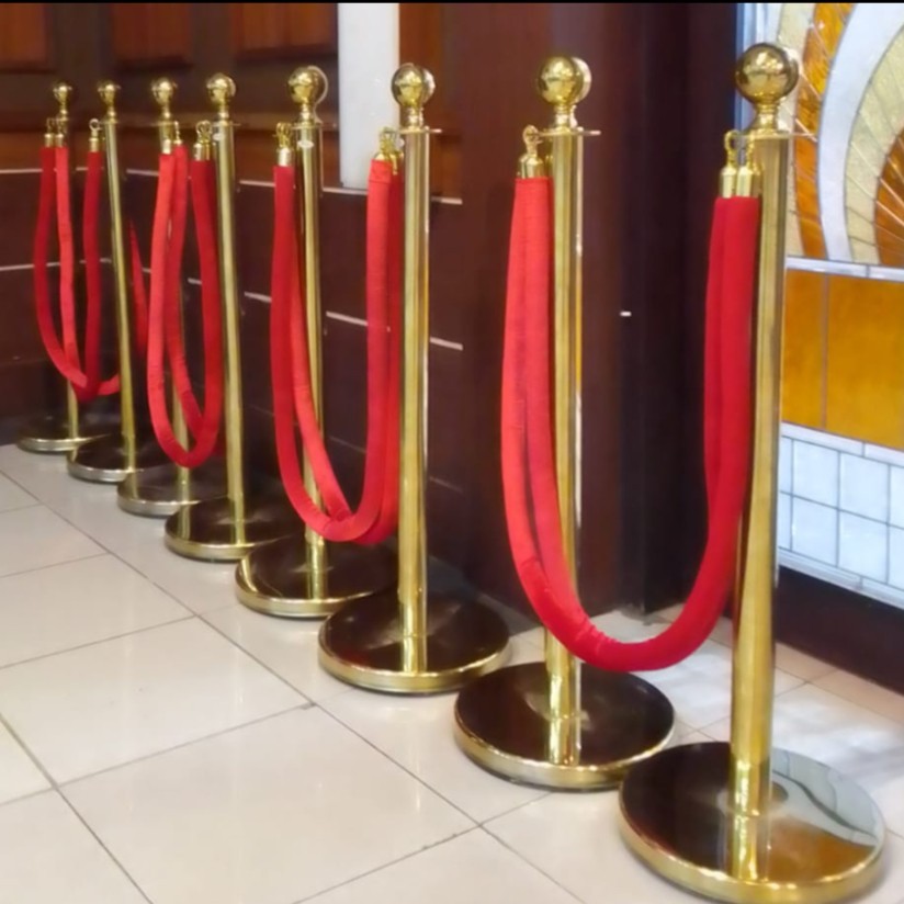 Jual Tiang Pembatas Antrian VIP Gold Besi Coating Queue Line Pole Tali ...