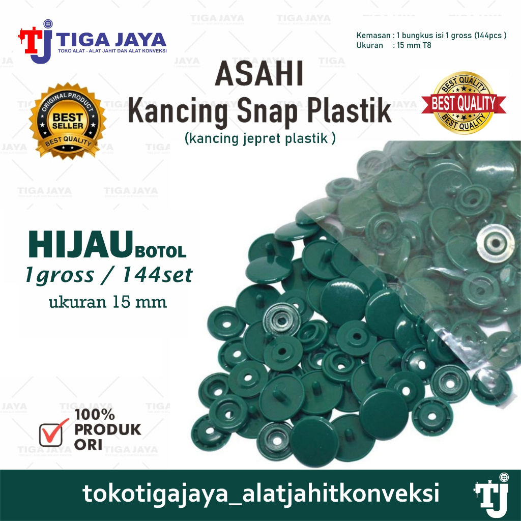 Jual TOKO TIGA JAYA Kancing Jepret Plastik Asahi kancing snap button ...