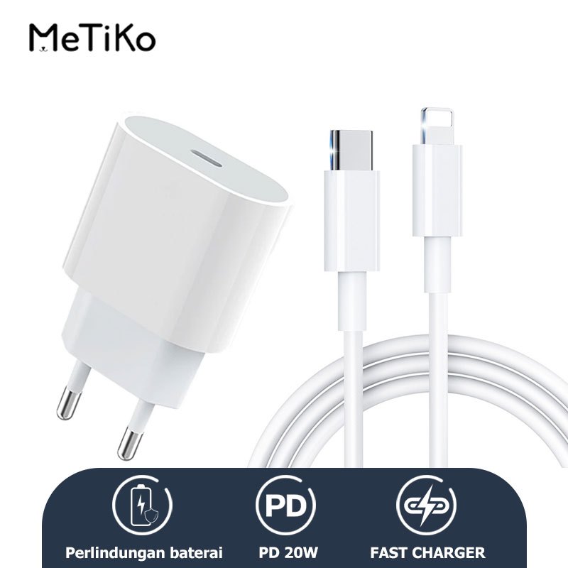 Jual MeTiKo Charger ip PD 20W Fast Charging Adaptor Kabel USB C To Lightning | Shopee Indonesia
