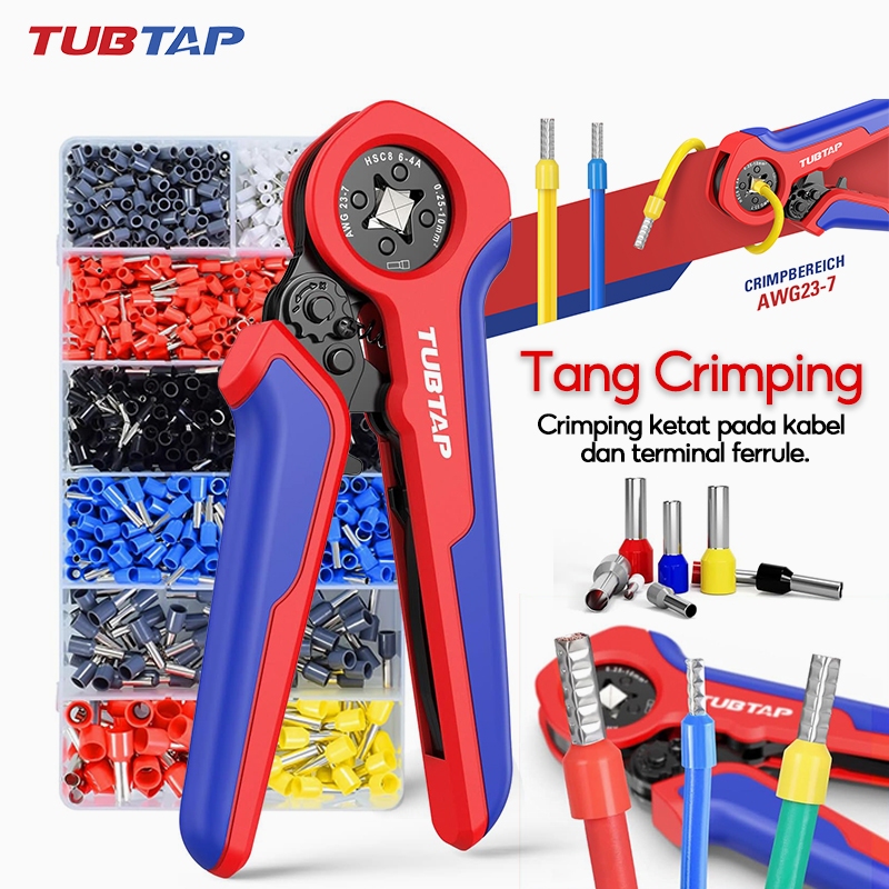 Jual TUBTAP Tang Crimping Ferrules Kit 0,25-10 mm² (AWG 23-7)1200Pcs ...
