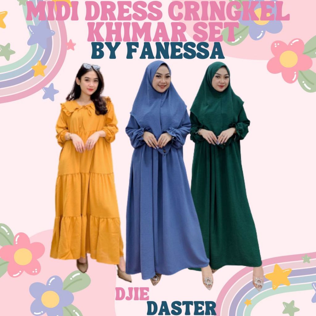 Jual KHIMAR SET / MIDI DRESS CRINGKEL BY FANESSA ORIGINAL / CG99 ...
