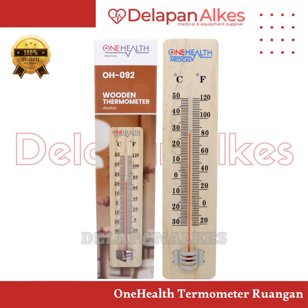 Jual OneHealth Termometer Ruangan Kayu Wooden Thermometer Dinding Ukur ...