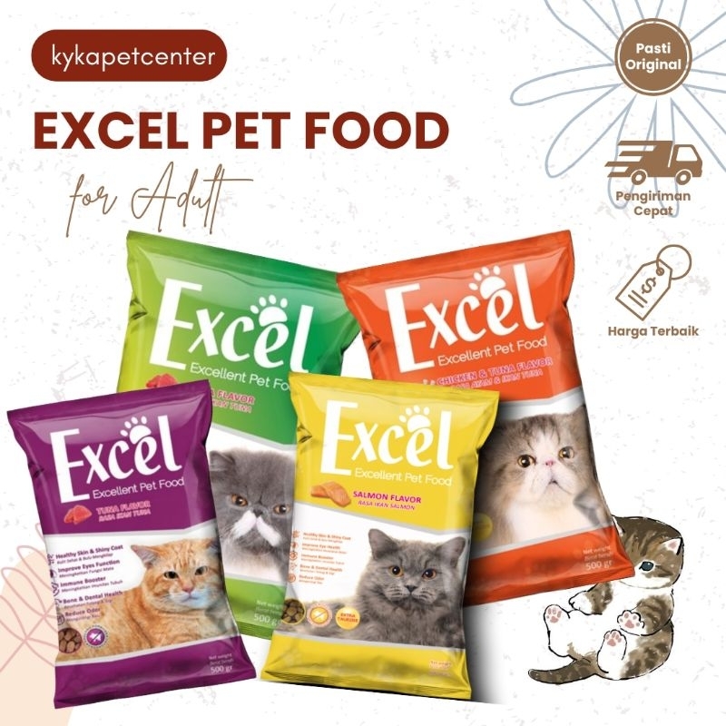 Jual EXCEL CAT FOOD FOR ADULT TUNA/SALMON/CHICKEN TUNA REPACK 500GR ...