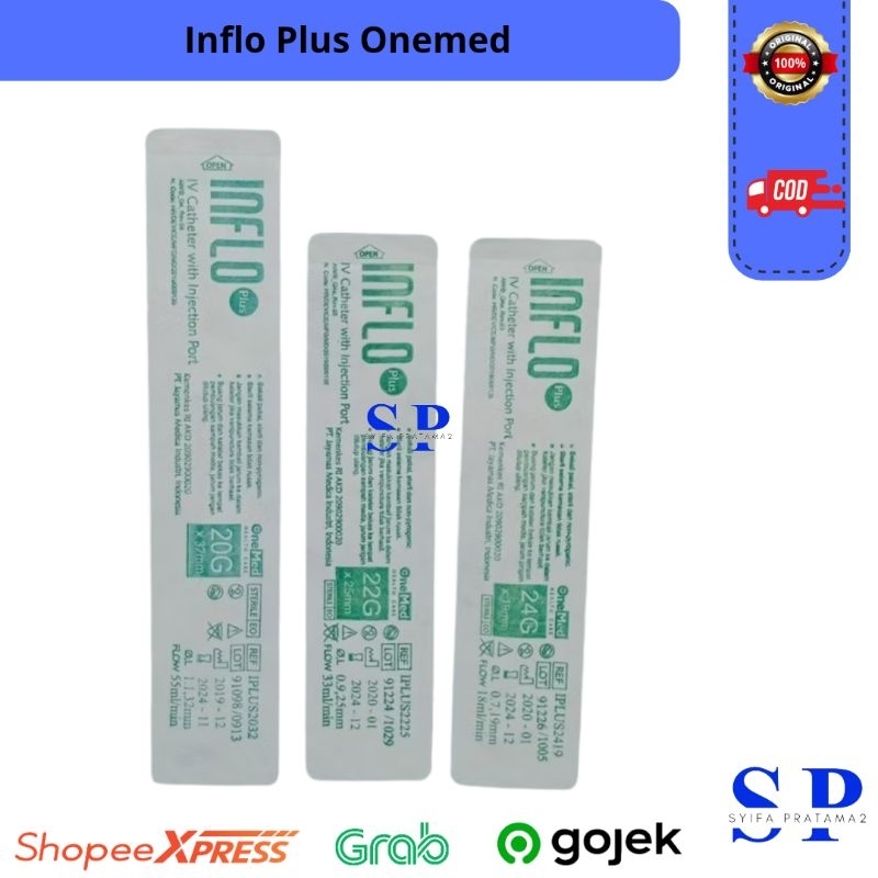 Jual Per Pcs Inflo Plus I.V Catheter Onemed 18G / 20G / 22G / 24G ...