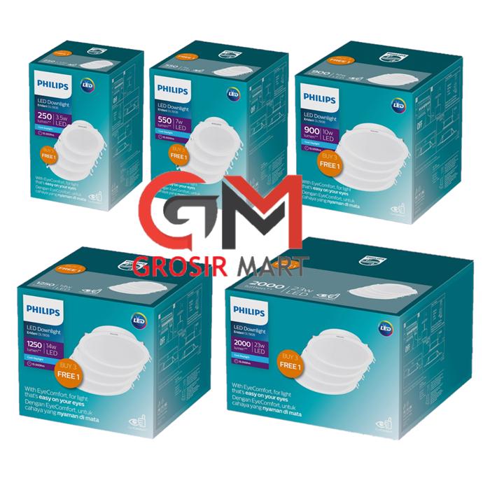 Jual [Paket isi 4 Lampu] Philips Downlight LED Eridani 3.5W 7W 10W 14W ...