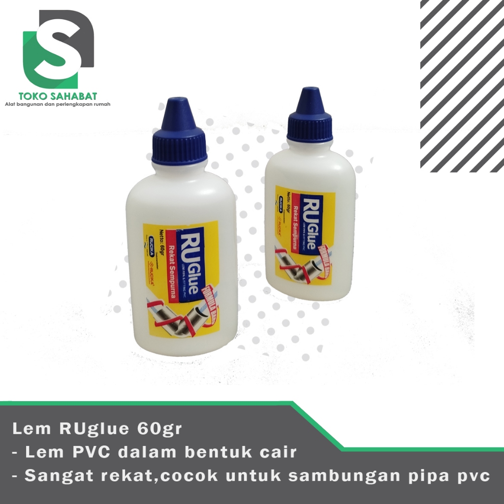 Jual Lem pipa PVC RUglue botol 60gr | Shopee Indonesia
