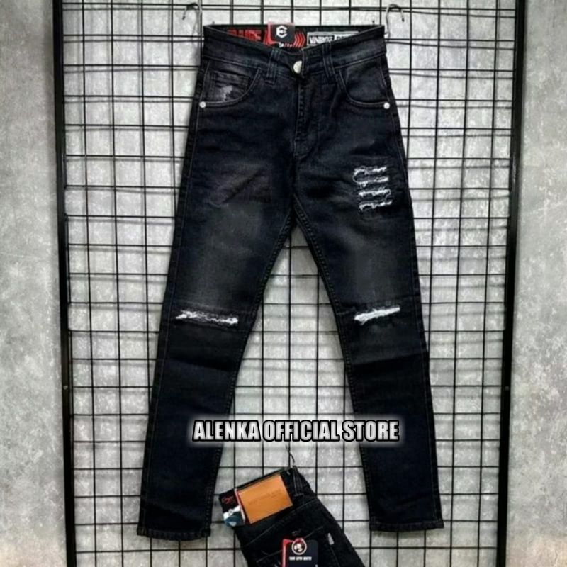 Jual CELANA JEANS SOBEK PRIA | AUSTIN BLACK BIKERS/SOBEK LUTUT RIPPED ...