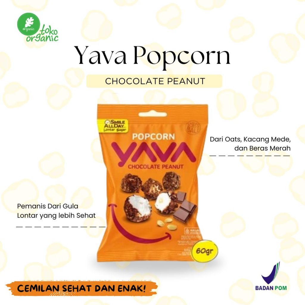Jual Yava Popcorn rasa Chocolate Peanut | Popcorn Camilan Sehat aman ...