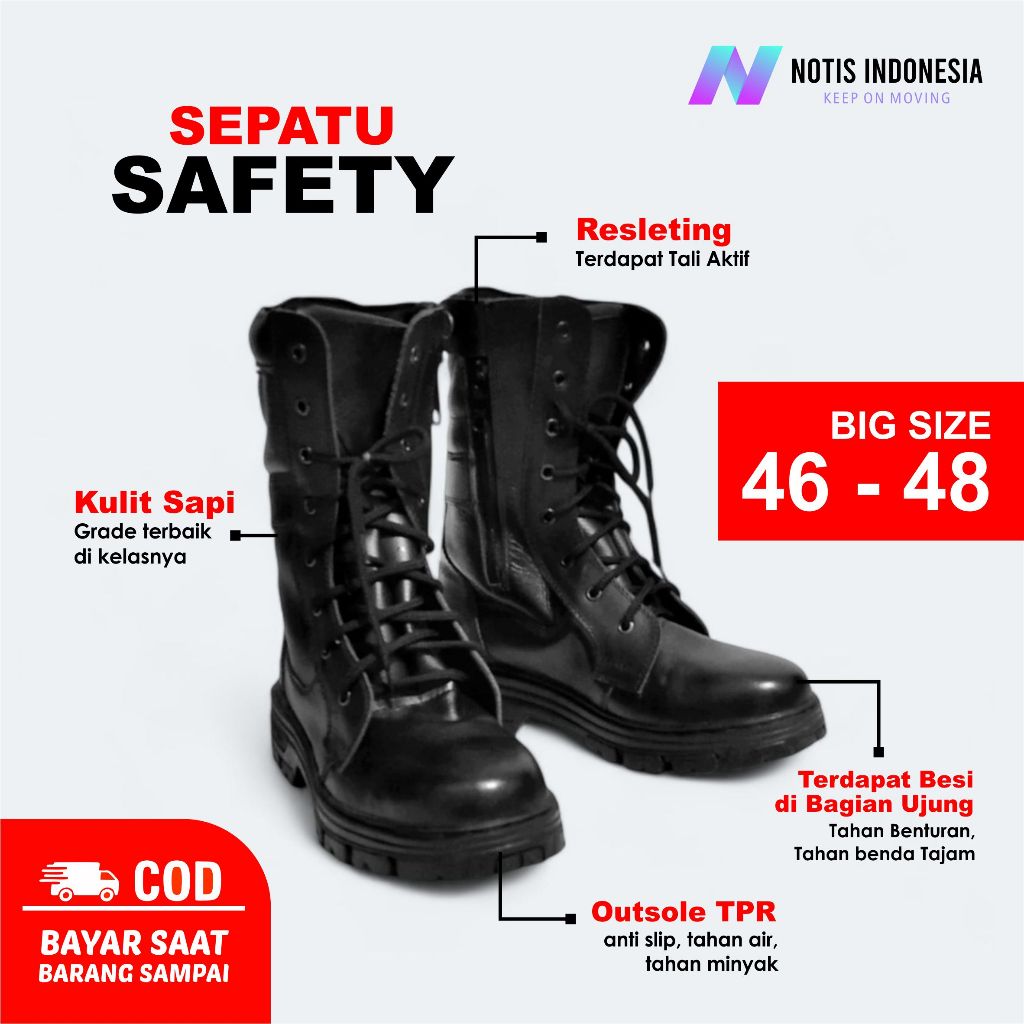 Jual NOTIS - (UK 47 48) SEPATU PDL BIG SIZE / JUMBO PDL SAFETY STANDART ...