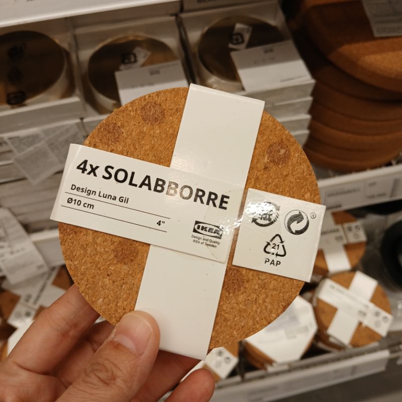 Jual IKEA SOLABBORRE coaster gabus 10cm tipis 4pc tatakan alas gelas ...
