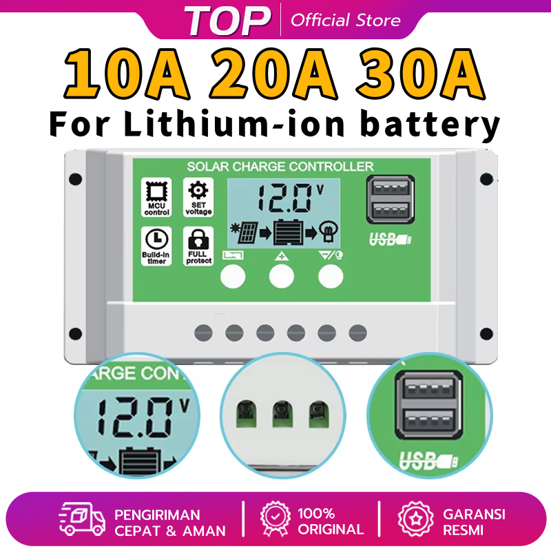 Jual 【READY YA】Solar Charge Controller LCD LED Display Solar Cell PWM 12.8V 30A USB Panel Surya ...