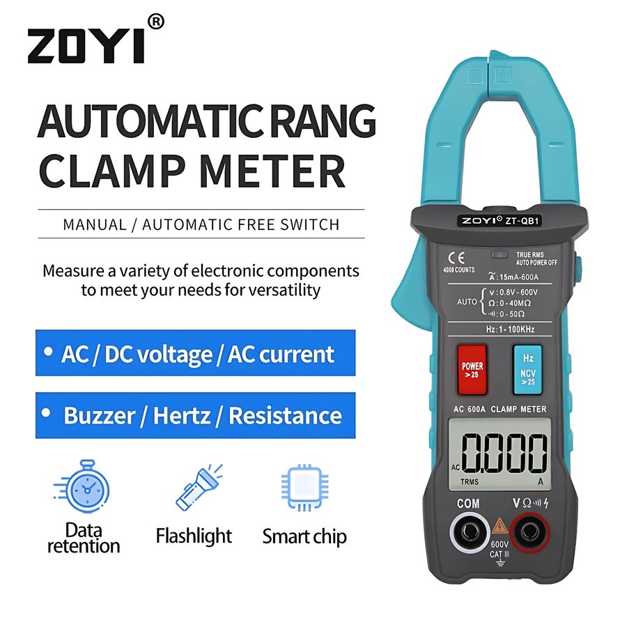 Jual ZOYI ZT-QB1 Smart Clamp Meter Tang Ampere Mini DIode NCV Digital ...