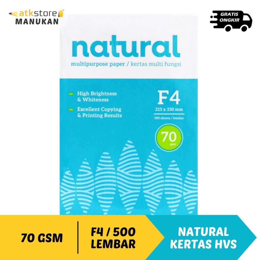 Jual Kertas HVS NATURAL Folio 70 GSM 1 RIM KERTAS HVS / FOTOCOPY ...