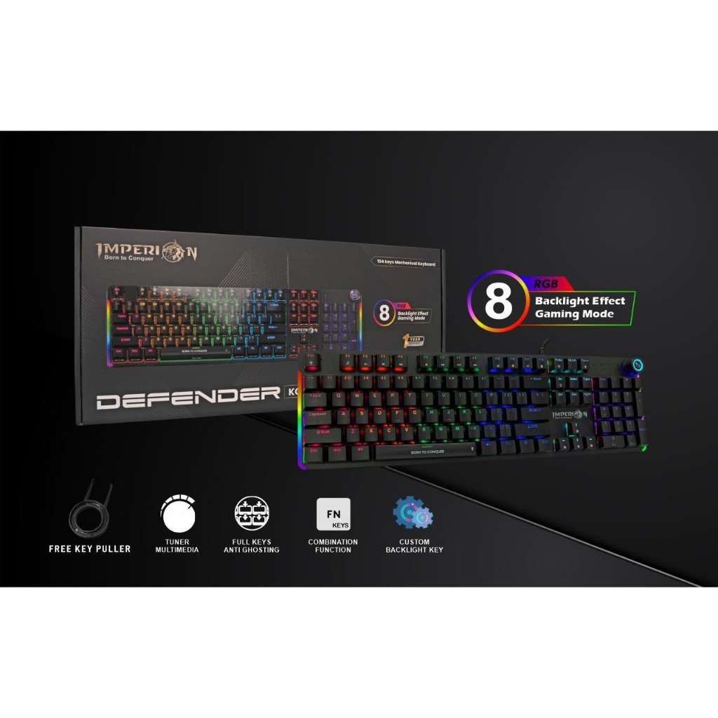 Jual Keyboard Gaming Mechanical Multimedia Full Imperion Defender KG340 ...