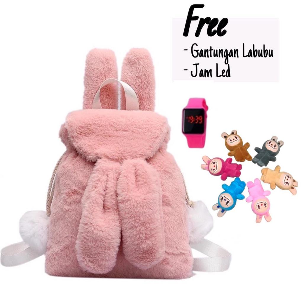 Jual Ransel Bulu Boneka PIKABOY Tas Anak Lucu Tas Boneka Pompom Rabbit ...