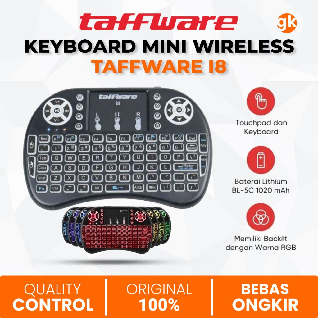 Jual Taffware Mini Keyboard Wireless 2.4G Portable i8 for PC Android TV ...
