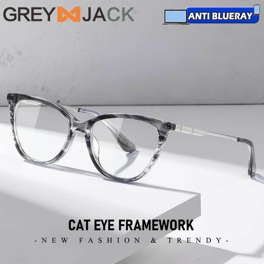 Jual Grey Jack Kacamata Antiradiasi Blueray Model Cat Eye TR90+Metal Anti Blueray Fashion Wanita ...