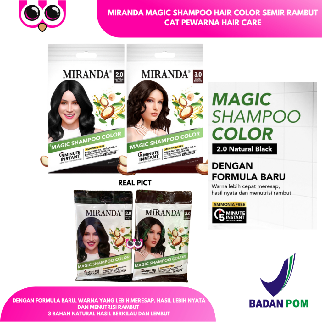 Jual MIRANDA MAGIC SHAMPOO HAIR COLOR SEMIR RAMBUT CAT PEWARNA HAIR ...
