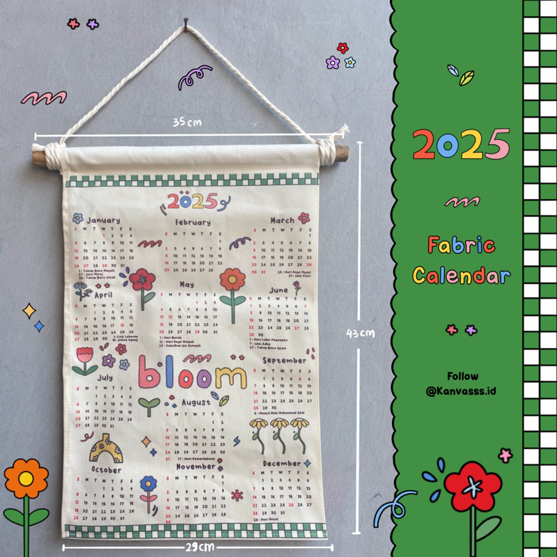 Jual Fabric Calendar 2025/kalender kain 2025/kalender kain/kalender ...