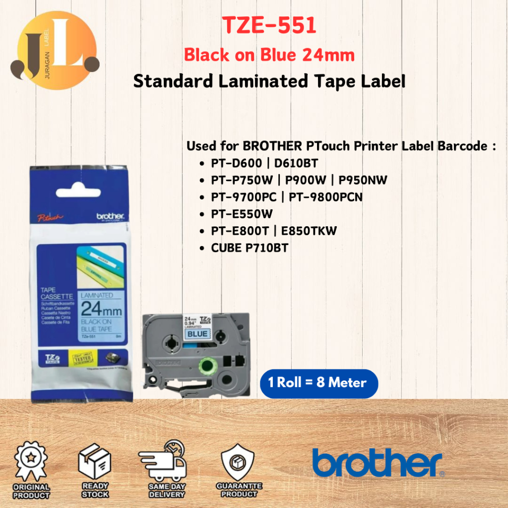 Jual BROTHER TZe-551 24mm PTouch Tape Label Barcode TZe551 Black on ...
