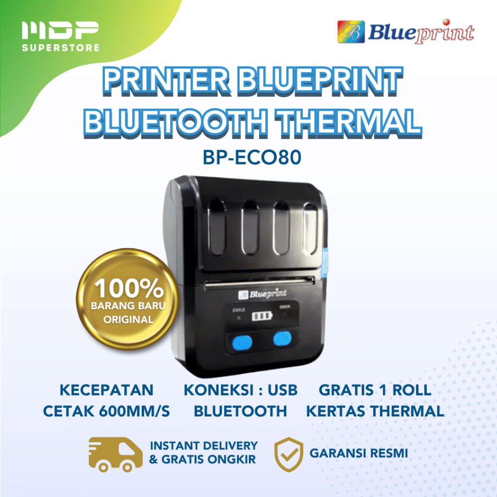 Jual PRINTER PORTABLE THERMAL 80 BLUEPRINT ECO80 USB + BLUETOOTH ...