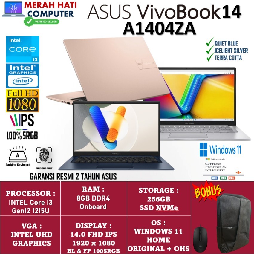 Jual Laptop Asus Vivobook 14 A1404ZA Intel i3 & i5 1215U 8GB 512GB ...