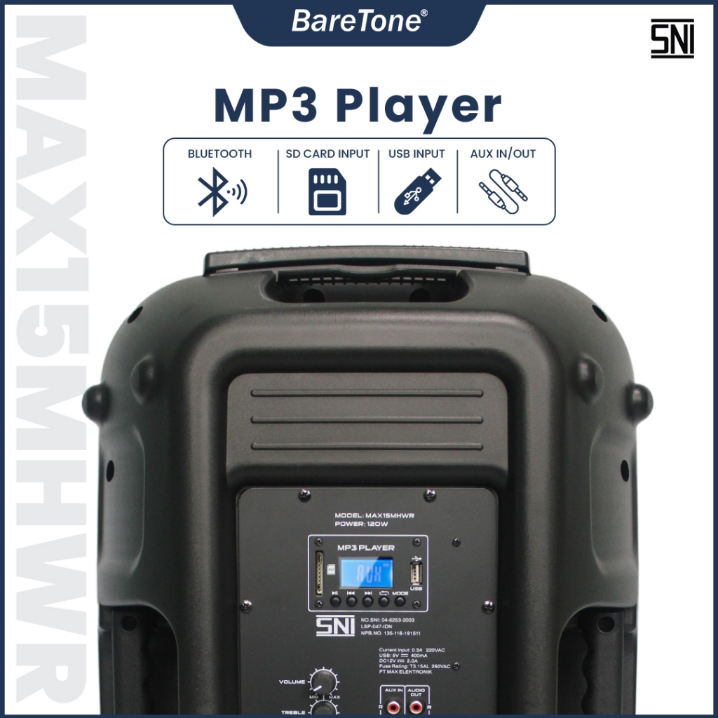 Jual SPEAKER WIRELESS PORTABLE 15 INCH BARETONE 15 MHWR ORIGINAL ...