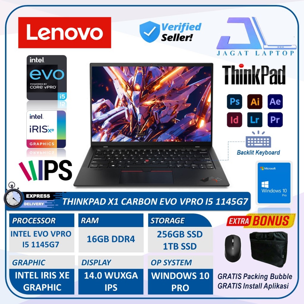 Jual Laptop Lenovo Thinkpad X1 Carbon Intel Evo Vpro I5 1145g7 16GB DDR4 512GB 14.0" WUXGA IPS ...