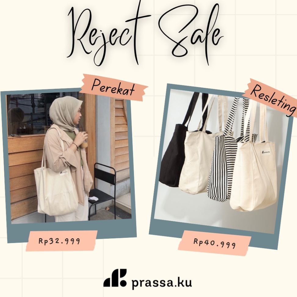 Jual Harga TERMURAAH Prassaku REJECT SALE Tas Tote Totebag Canvas dan ...