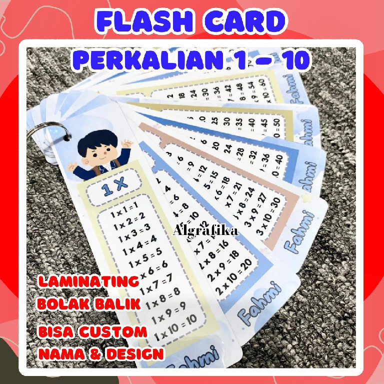 Jual FLASH CARD PERKALIAN KARTU PERKALIAN MATEMATIKA CUSTOM NAMA DESAIN ...