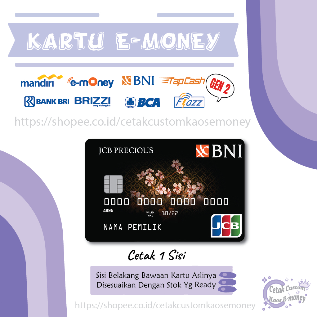 Jual KARTU E MONEY E TOLL JCB CARD BNI BUNGA BLACK CARD EMONEY MANDIRI ...