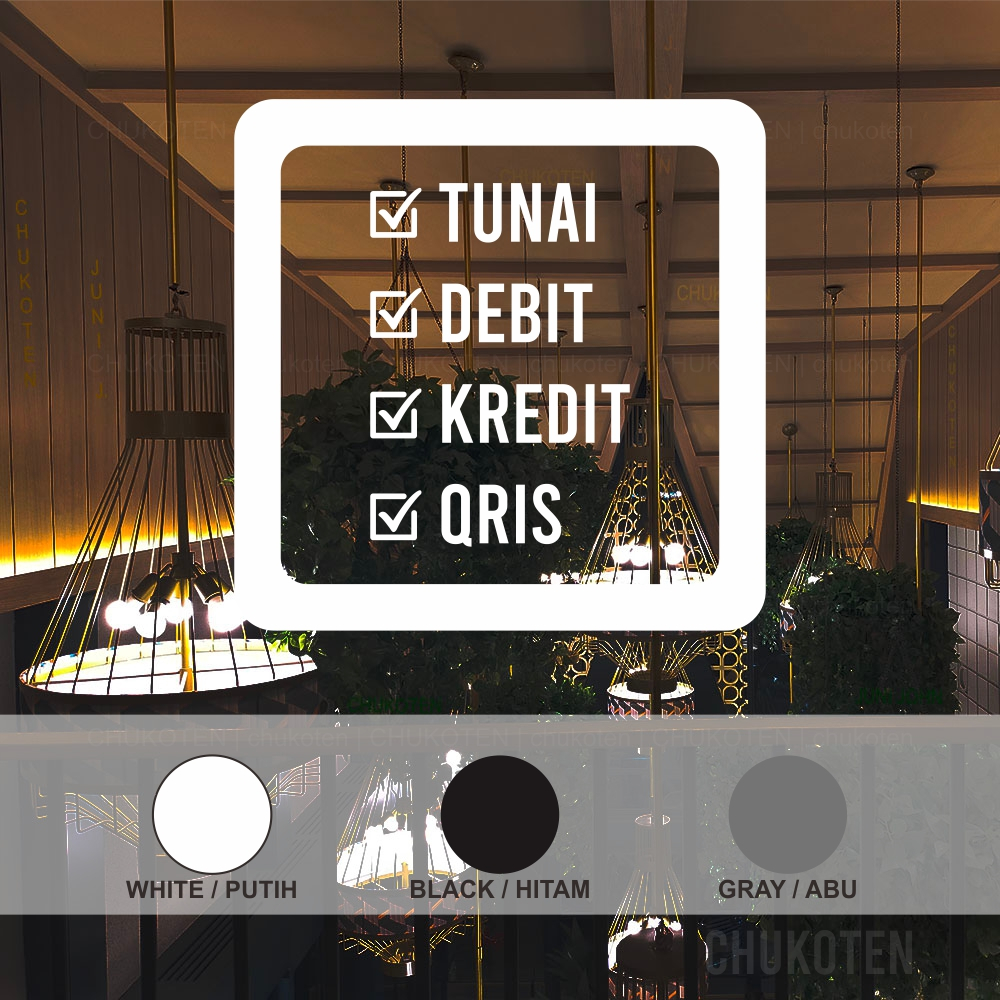 Jual Cutting Sticker Jenis Pembayaran Kotak Stiker Tempel Kaca Cafe ...