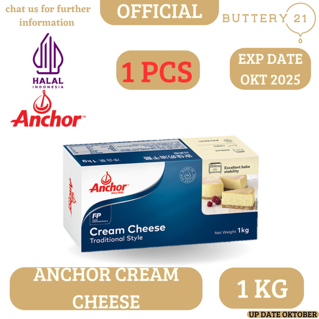 Jual ANCHOR CREAM CHEESE 1 KG / CREAM CHEESE TRADISIONAL STYLE 1 KG ...