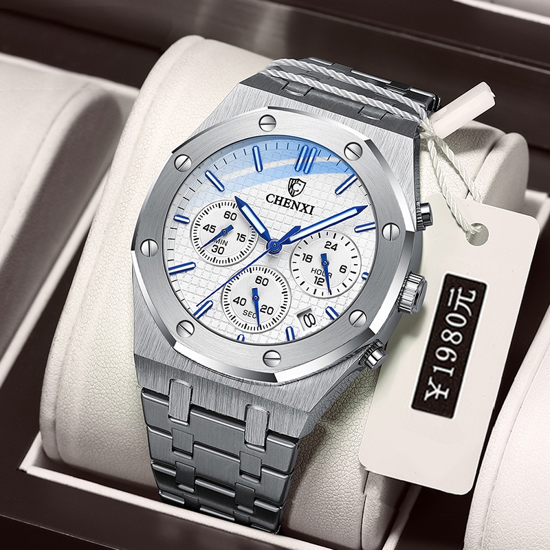 Jual Jam Tangan Pria Chenxi 948 Unik & Stylish Luxury Stainless Steel,Tali Kulit, Silikon ...